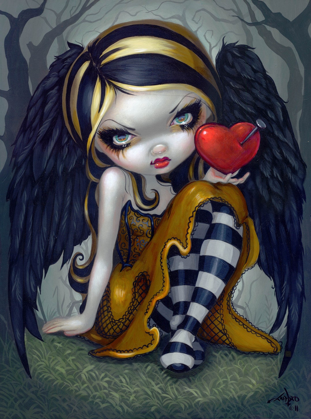 Jasmine Becket-griffith Art Print: Gothic Big Eye Girl, Heart of Nails ...