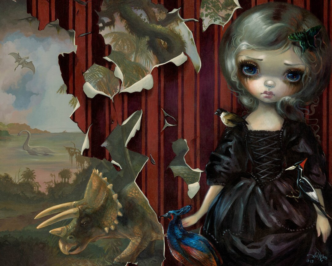 Jasmine Becket-griffith Dinosaur Art Print, Surreal Rococo Girl - Etsy