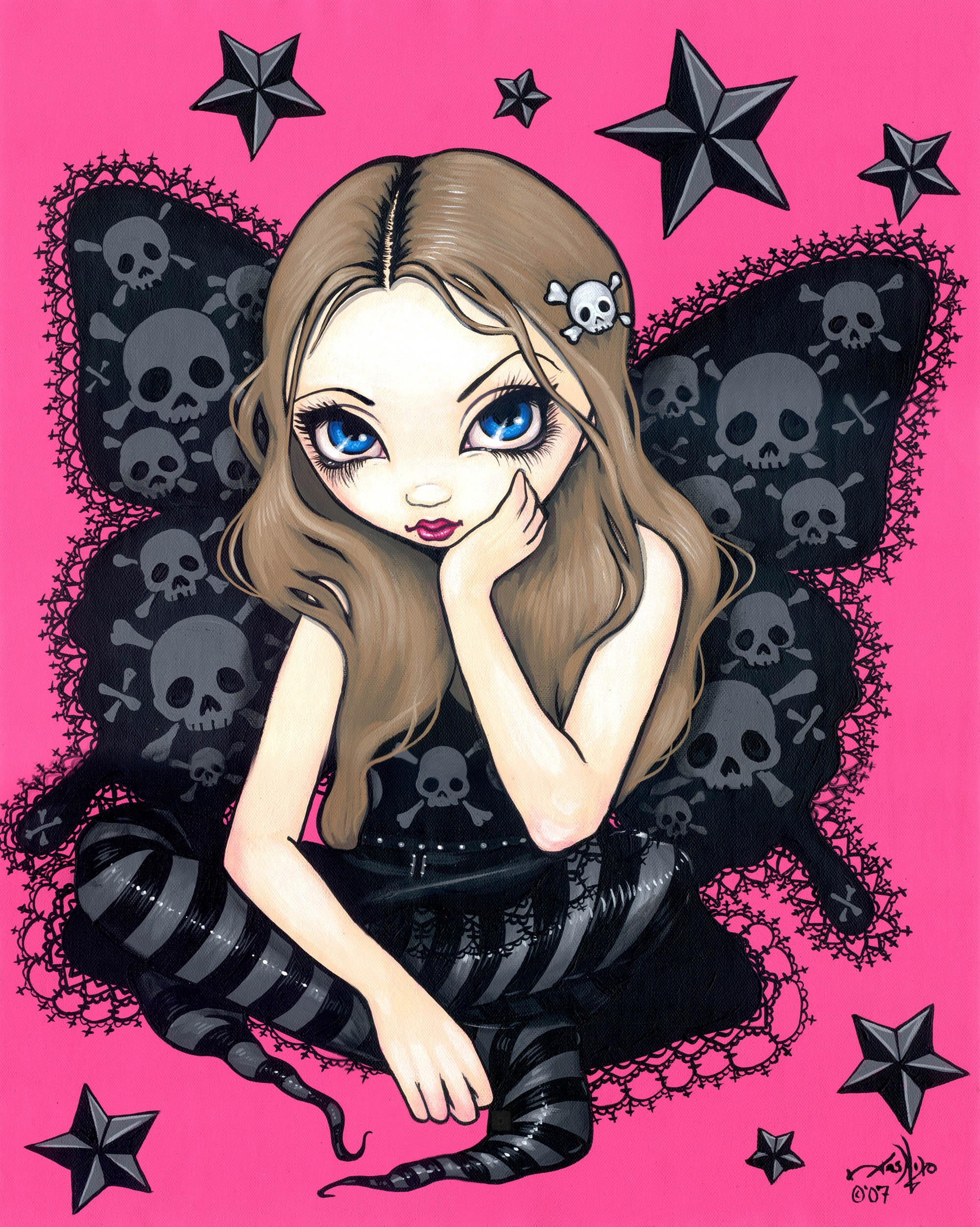 Art & Collectibles Giclée Skulls and Stars Art Print by Jasmine Becket ...