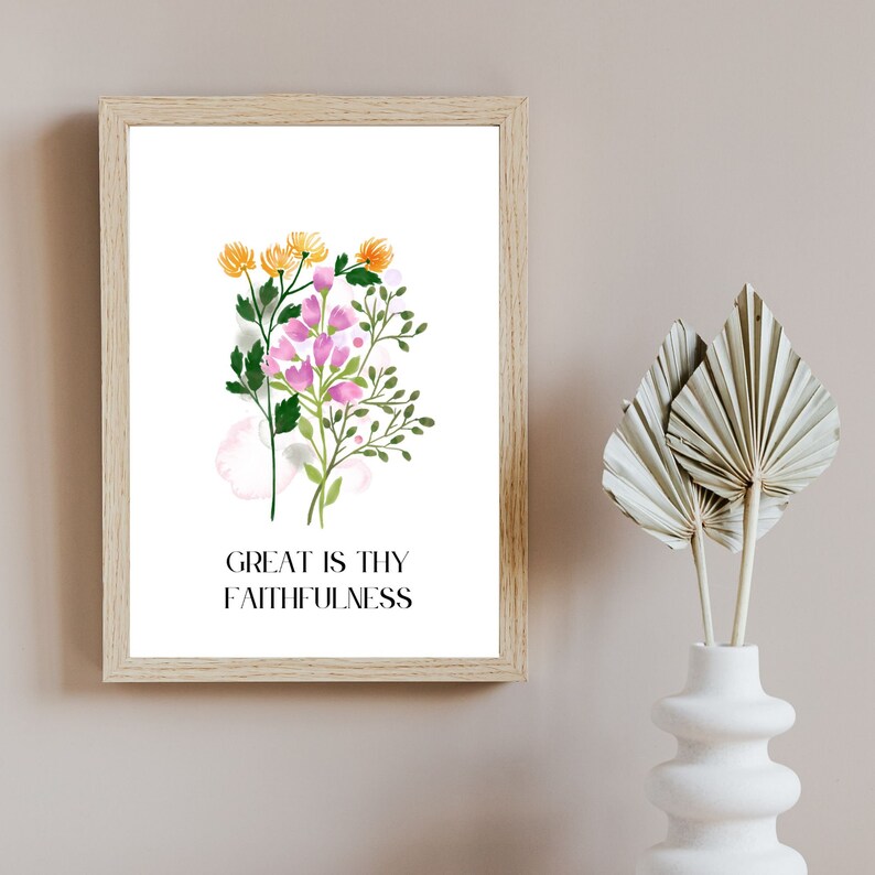 Great is Thy Faithfulness Encouraging Bible Themed Wall Art Printable ...