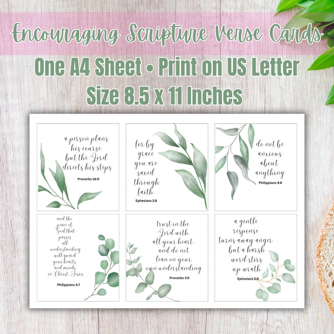 Scripture Verse Printable Cards, Encouraging Bible Verses, Proverbs ...