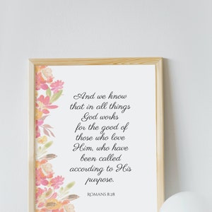 Romans 8:28 Scripture Art Print – Inspirational Christian Wall Decor ...