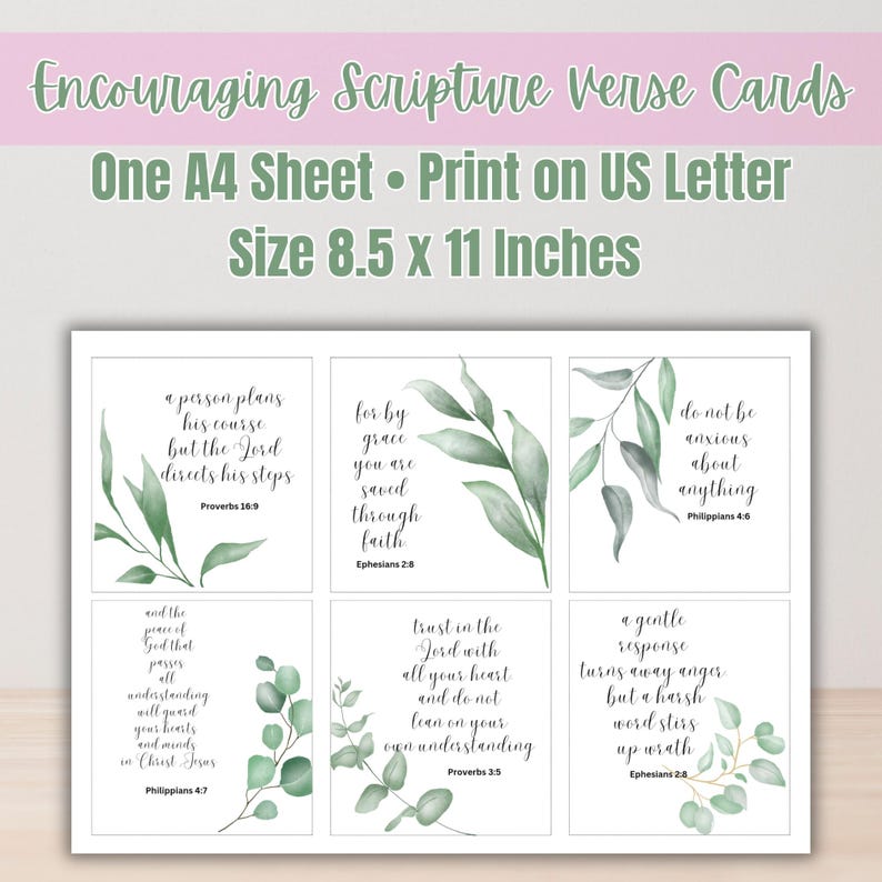 Scripture Verse Printable Cards, Encouraging Bible Verses, Proverbs ...