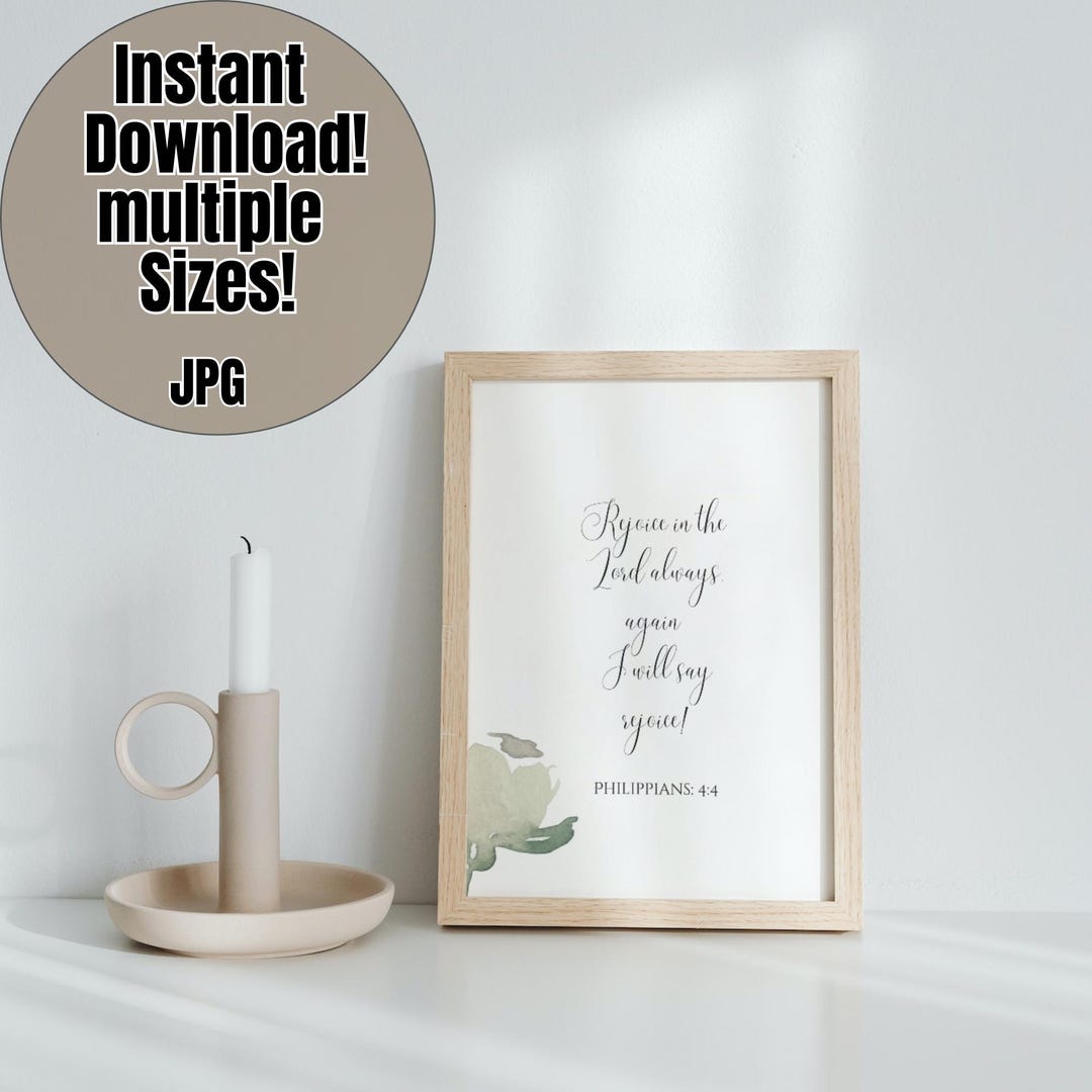 Philippians 4:4 Rejoice in the Lord, Faith-based Printable Wall Art ...
