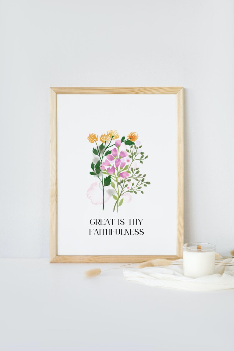 Great is Thy Faithfulness Encouraging Bible Themed Wall Art Printable ...