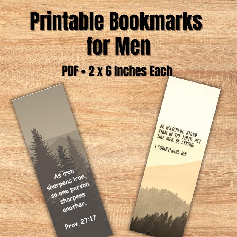 Scripture Verse Bookmarks for Men: Inspirational Gift (PDF) - Etsy