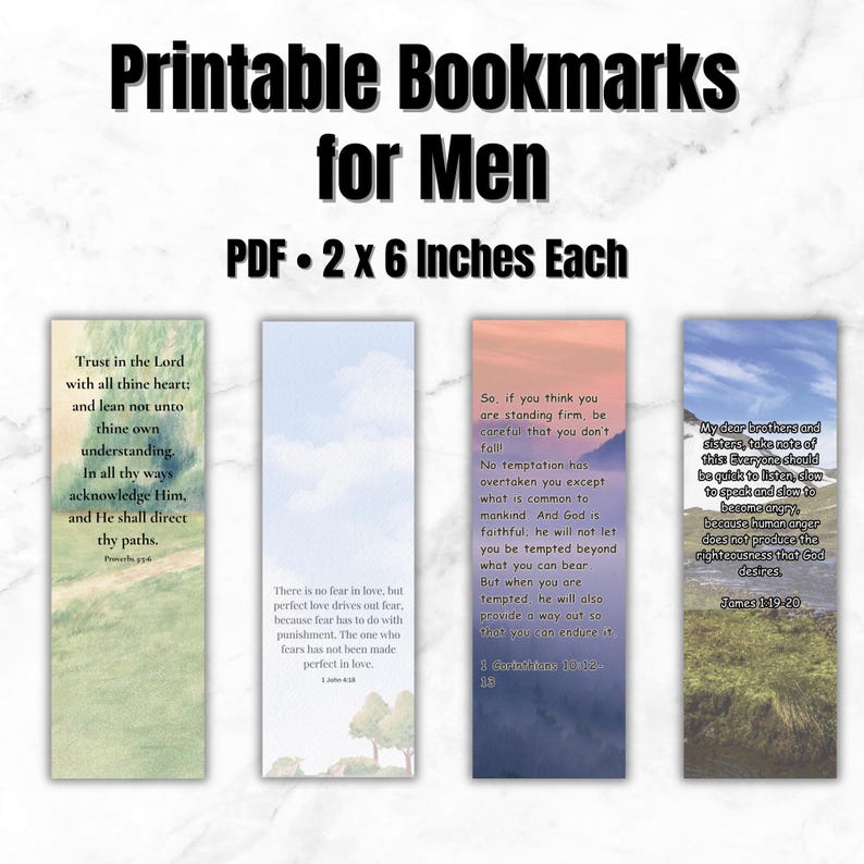 Men’s Christian Printable Scripture Bookmarks, Bible Verse Bookmarks ...