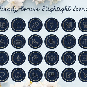 100 Dark Blue & Gold Business Instagram Highlight Covers (editable ...