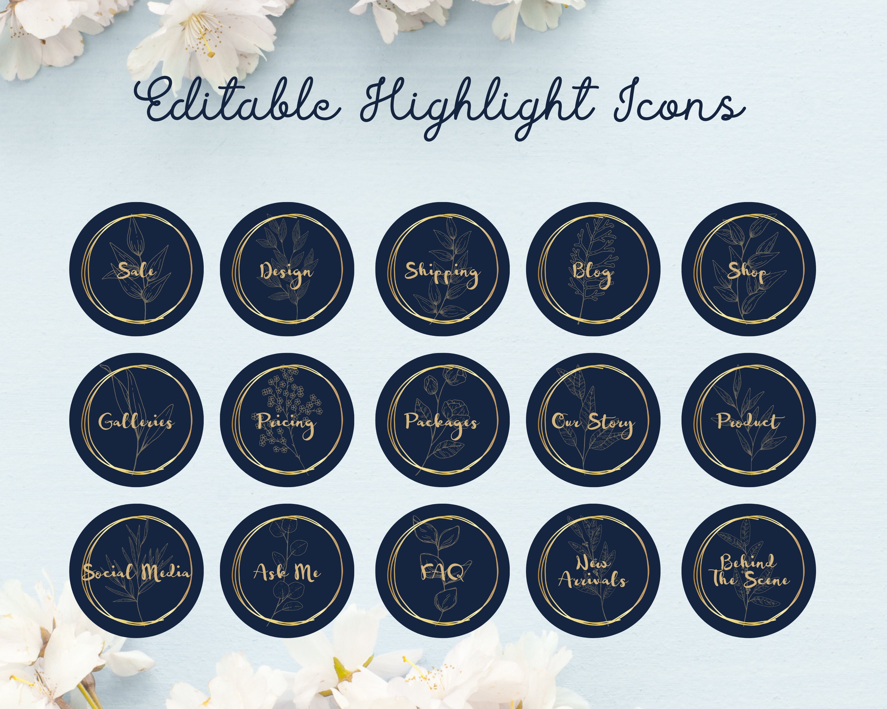 100 Business Highlight Cover, Dark Blue-gold, Instagram Story Cover ...