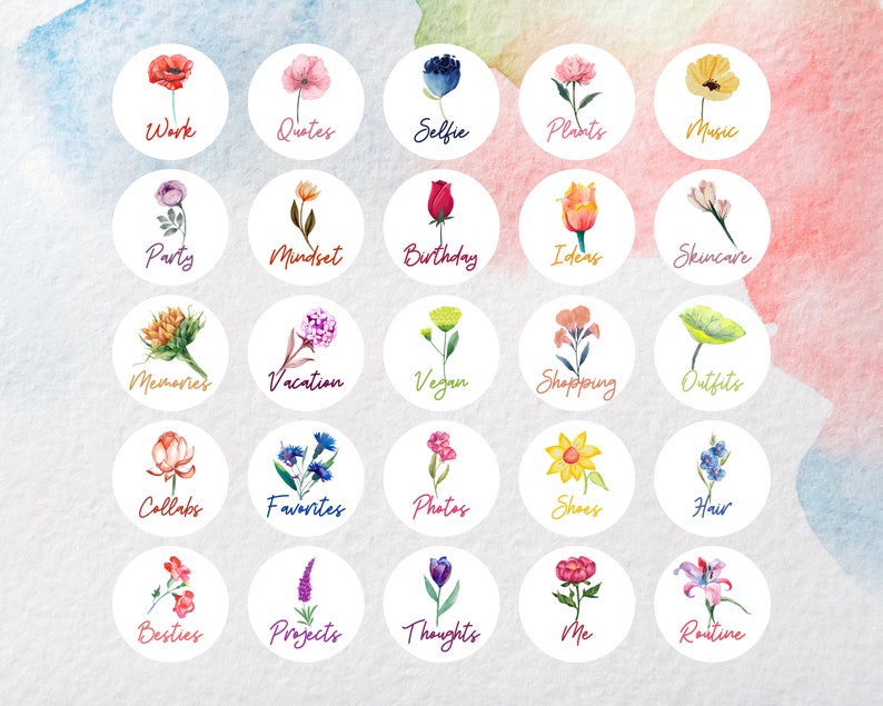 50 Watercolor Flower, Instagram Highlight Cover, Story Highlight ...