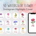 50 Watercolor Flower, Instagram Highlight Cover, Story Highlight ...