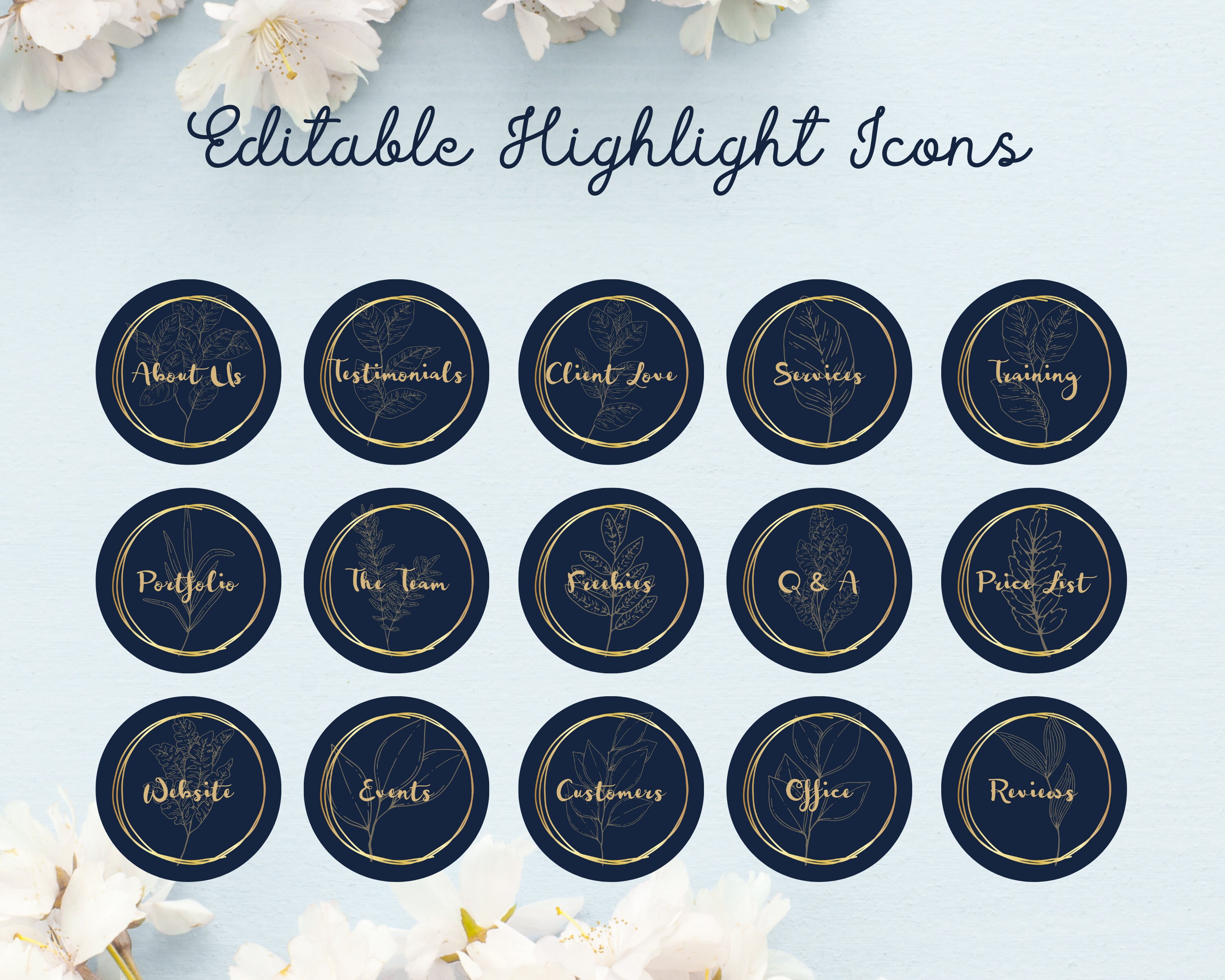 100 Business Highlight Cover, Dark Blue-gold, Instagram Story Cover ...