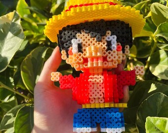 One Piece Luffy 3D Perler Bead Pattern Tutorial - Etsy