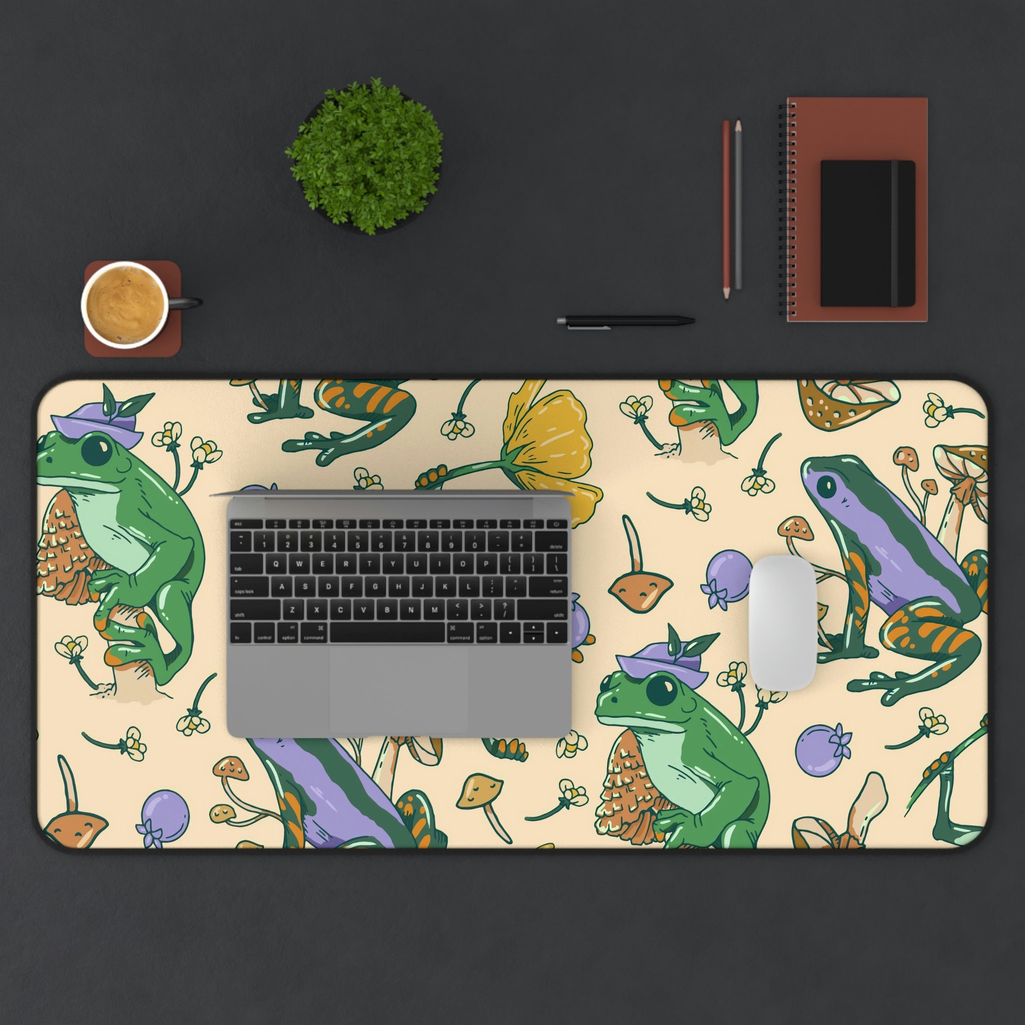 Cottagecore Desk Mat Cute Frogs Frog Desk Mat Cute Desk - Etsy