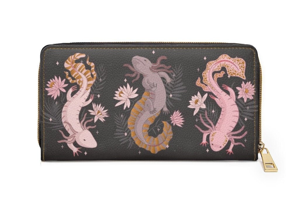 Axolotl Wallet, Axolotl Animal Wallet, Cute Axolotl Wallet, Leather ...