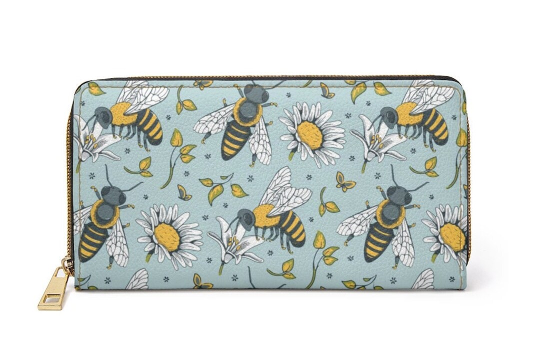 Bee Zipper Wallet, Bee Wallet, Yellow Wallet, Cardholder Wallet, Zipper ...