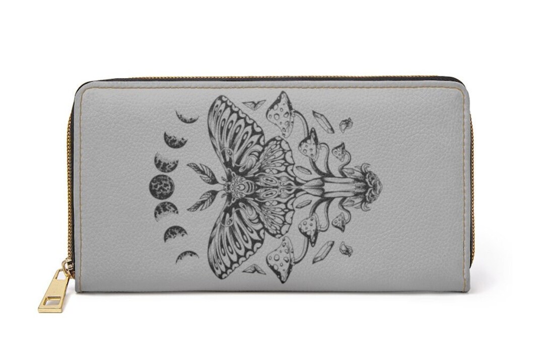 Luna Moth Wallet, Witchy Moon Phases Wallet, Astral Wallet, Celestial ...