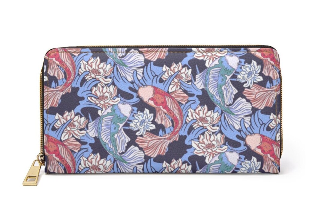 Koi Fish Wallet, Koi Wallet, Animal Pattern Wallet, Fish Wallet, Lotus ...