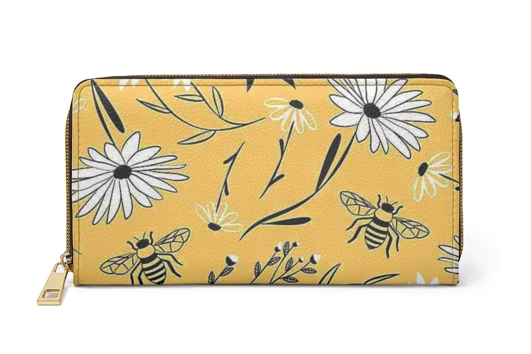 Wildflowers Wallet, Bee Wallet, Honey Bee Wallet, Cardholder Wallet, Zipper Wallet Women, Wallet ...