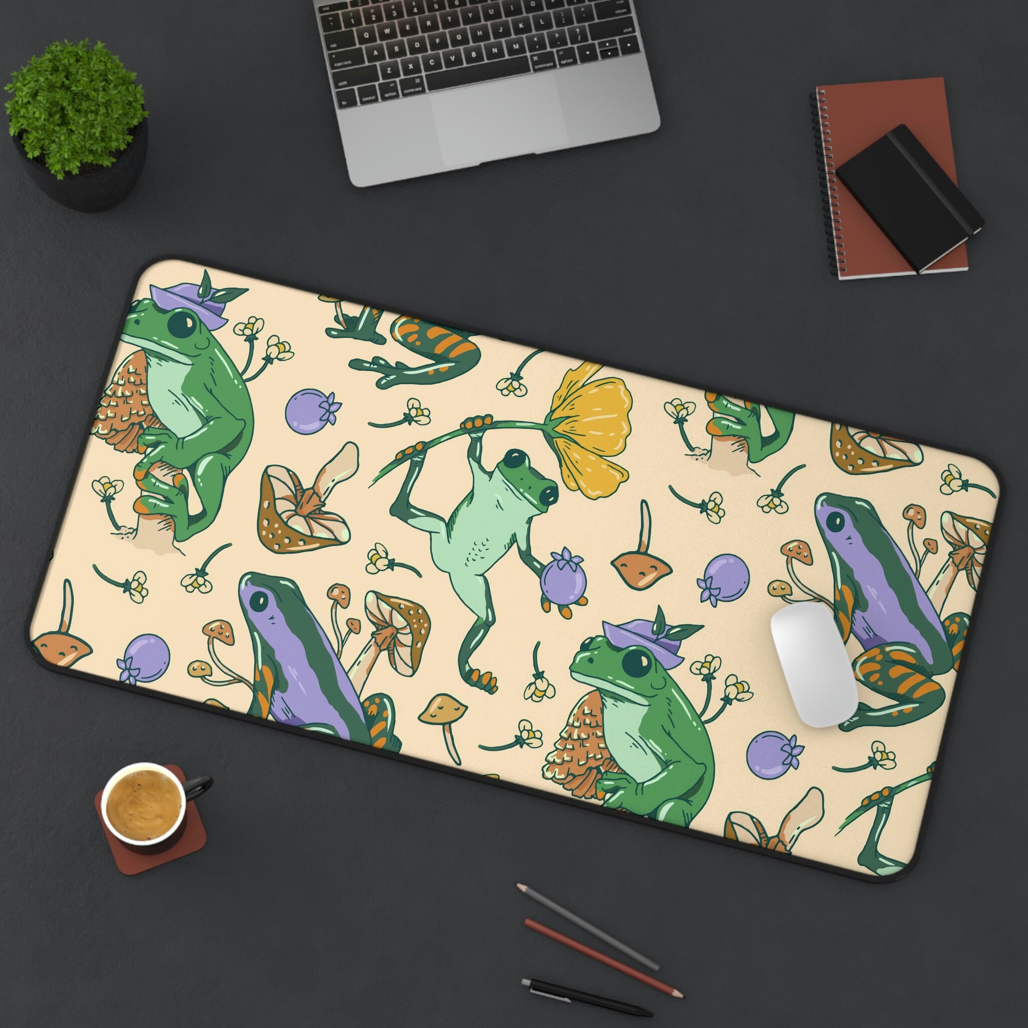 Cottagecore Desk Mat Cute Frogs Frog Desk Mat Cute Desk - Etsy