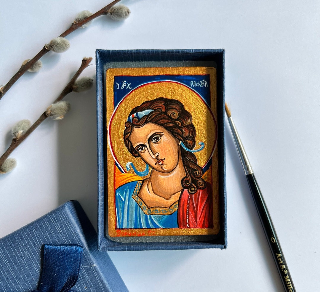 Archangel Raphael Hand Painted Icon Miniature | Angel | Easter Gift ...