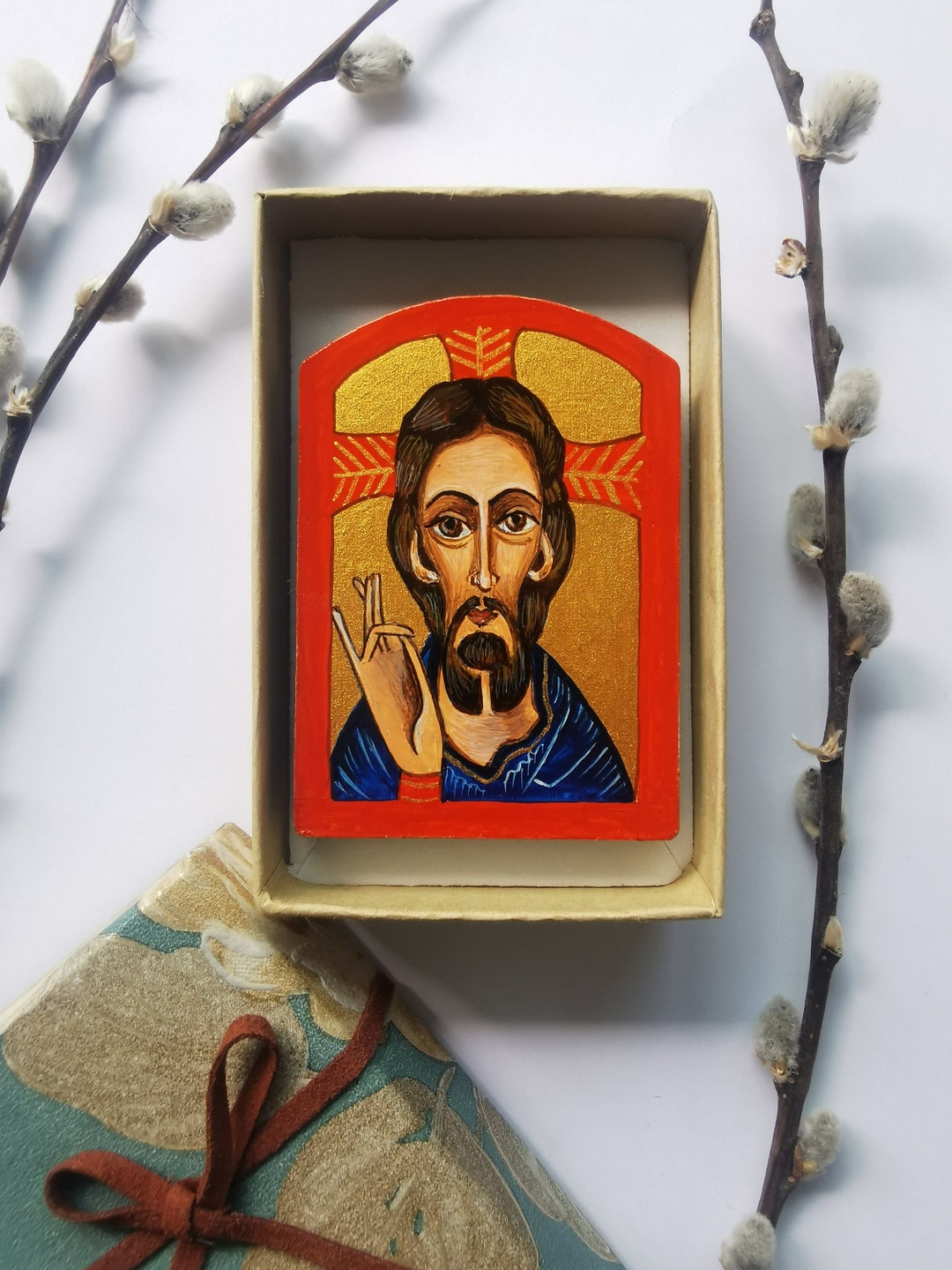 Jesus Christ Hand Painted Icon Miniature | Easter Gift | Religious Gift ...
