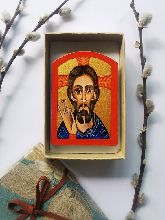 Jesus Christ Hand Painted Icon Miniature Easter Gift | Etsy