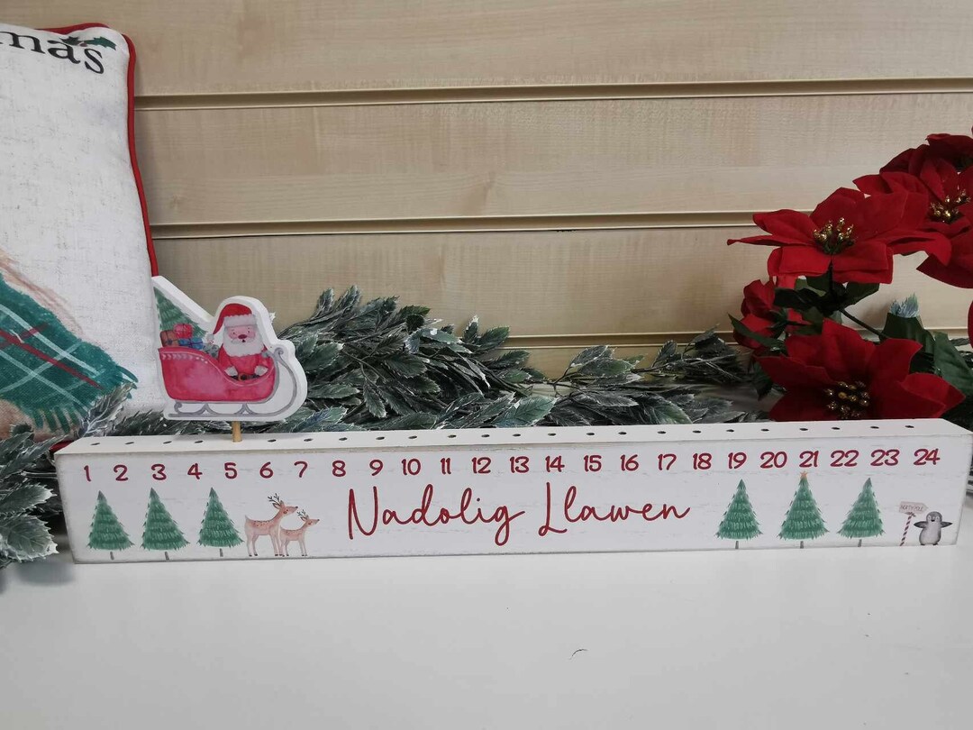 Wooden Welsh Nadolig Llawen Christmas Advent Countdown With - Etsy