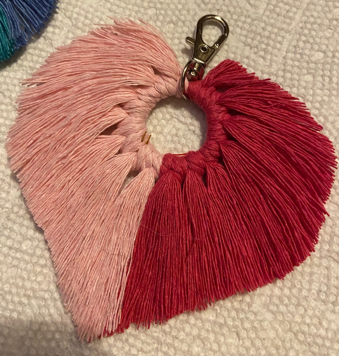 Macrame Keychain / Macrame Charm/ Macrame Purse Charm / Pink Keychain ...