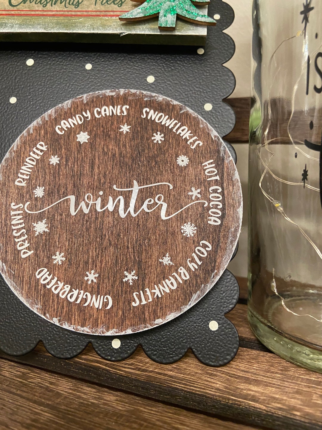 Winter Wood Magnet: 3x3 Round Refrigerator Magnet - Etsy