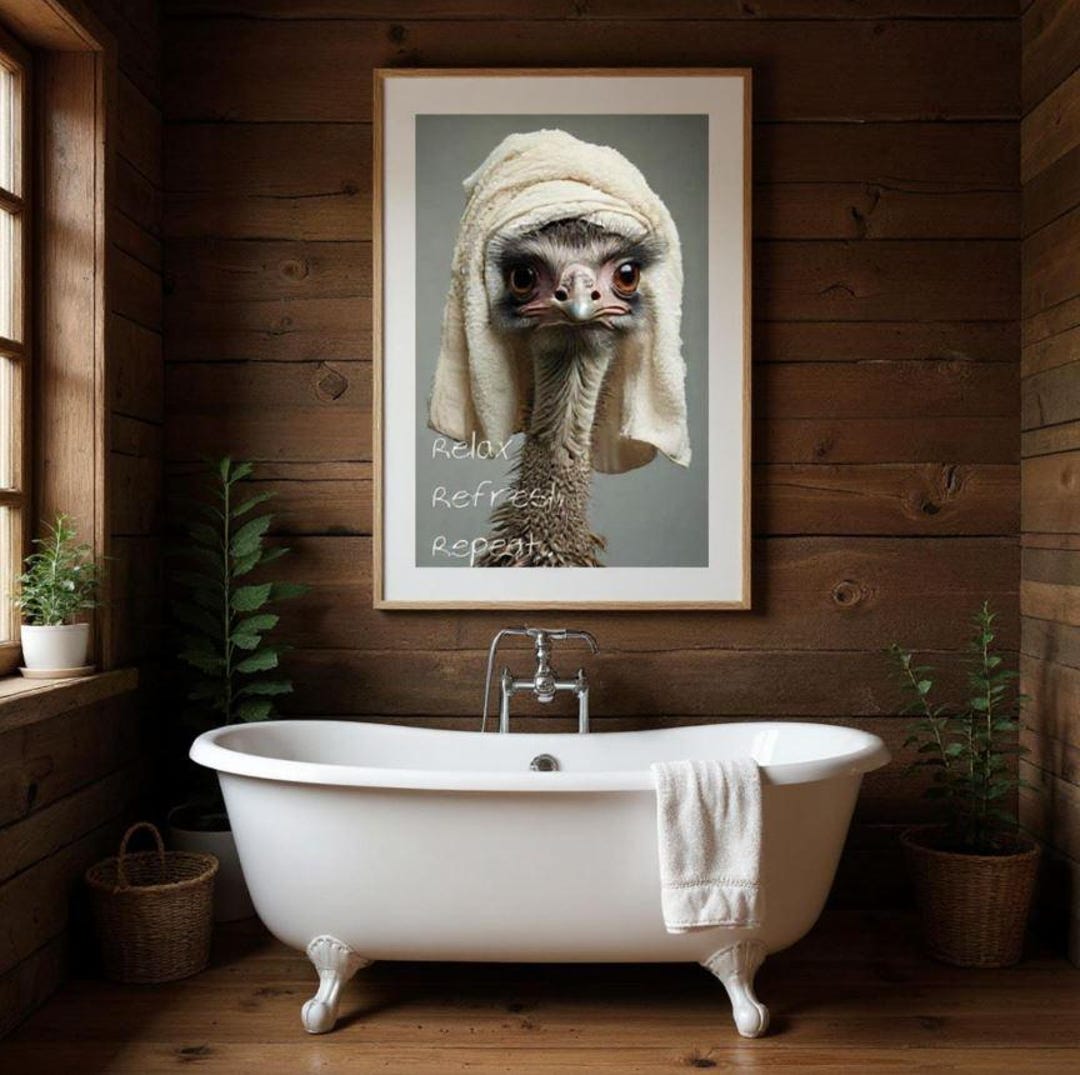 Modern Emu Funny Bathroom Printable, 'rest Relax Repeat' Quote Art ...