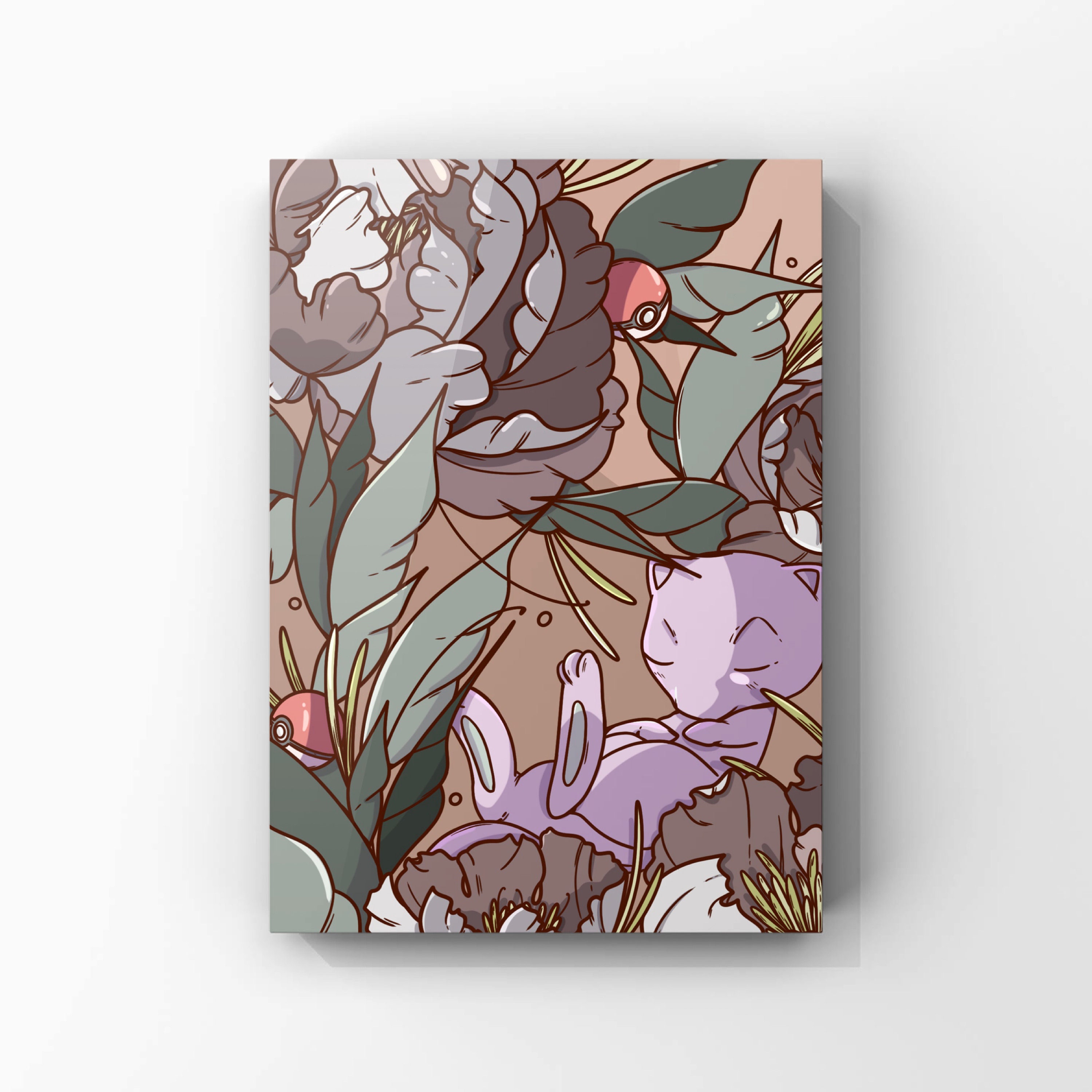 Mew Pokémon Digital Downloadable Art Floral Gift - Etsy