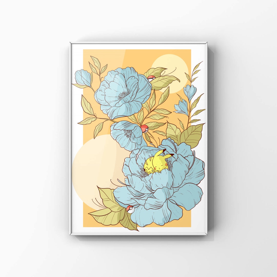 Pokemon Art Download Pikachu, Anime Download, Floral Art Download, - Etsy