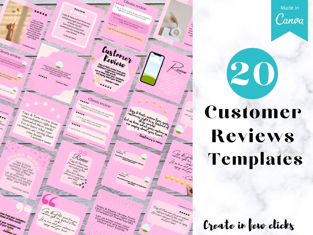 Customer Review Template, 20 Editable Canva Templates, Instagram Post ...