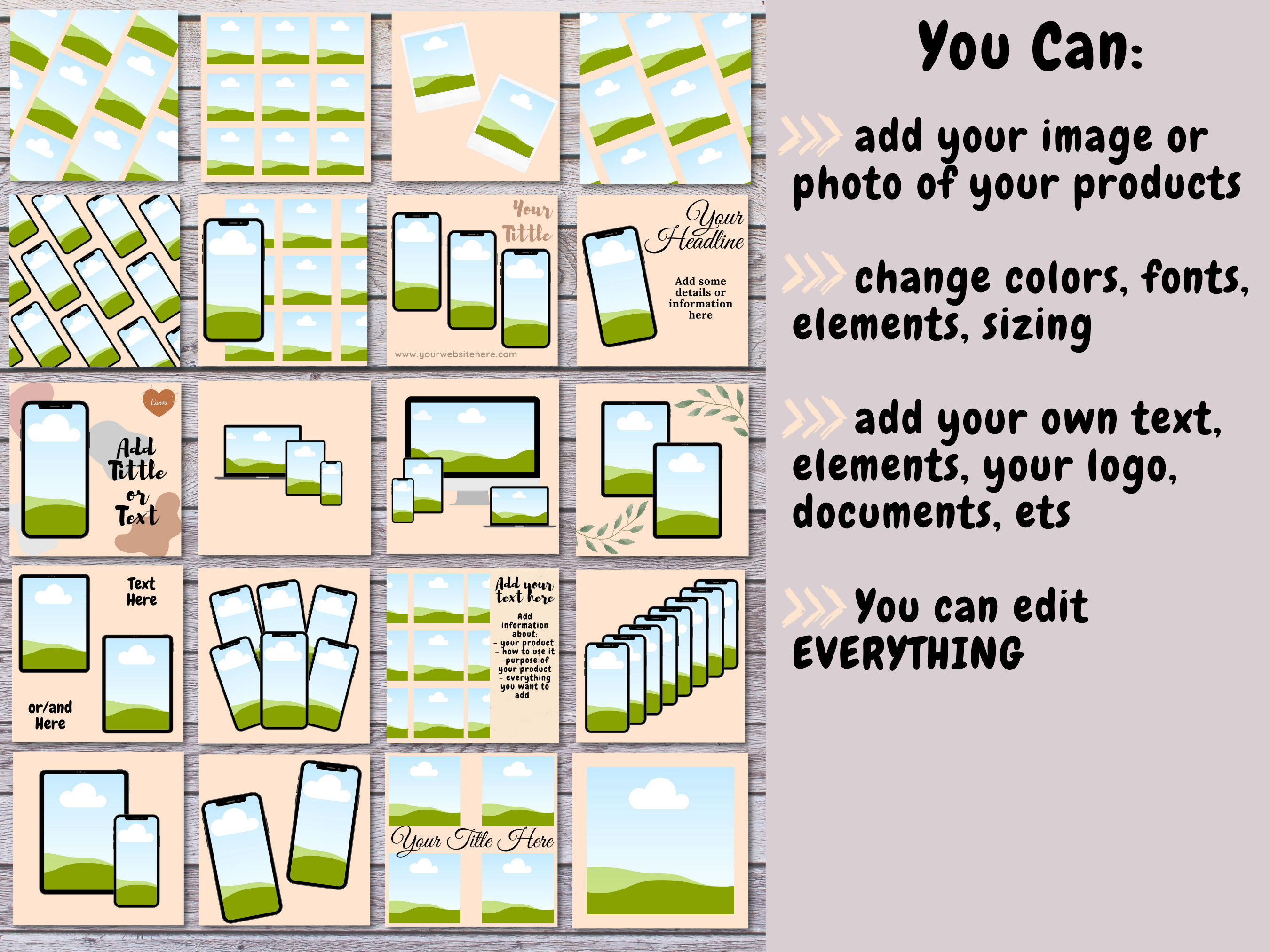 20 Canva Templates, Mockup, Canva, Social Media Templates, Editable ...