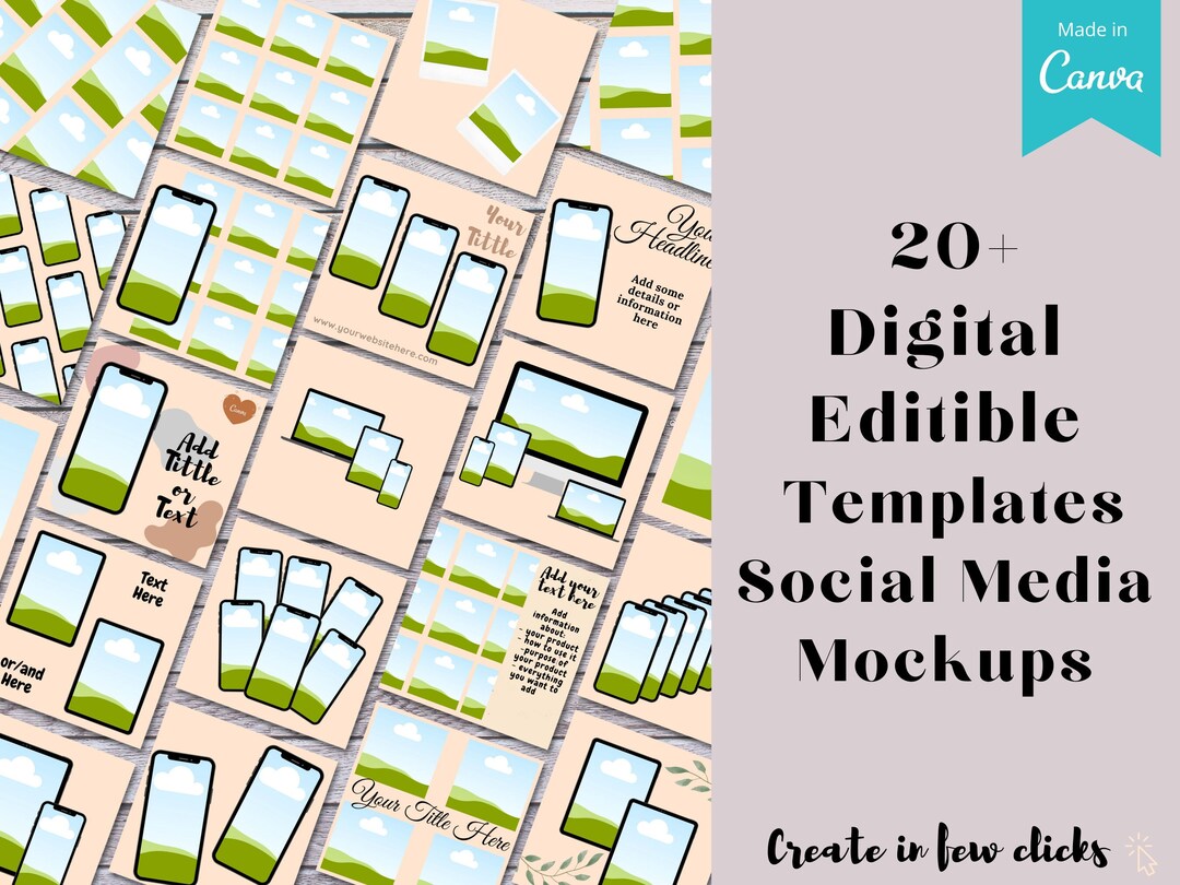 20 Canva Templates, Mockup, Canva, Social Media Templates, Editable ...