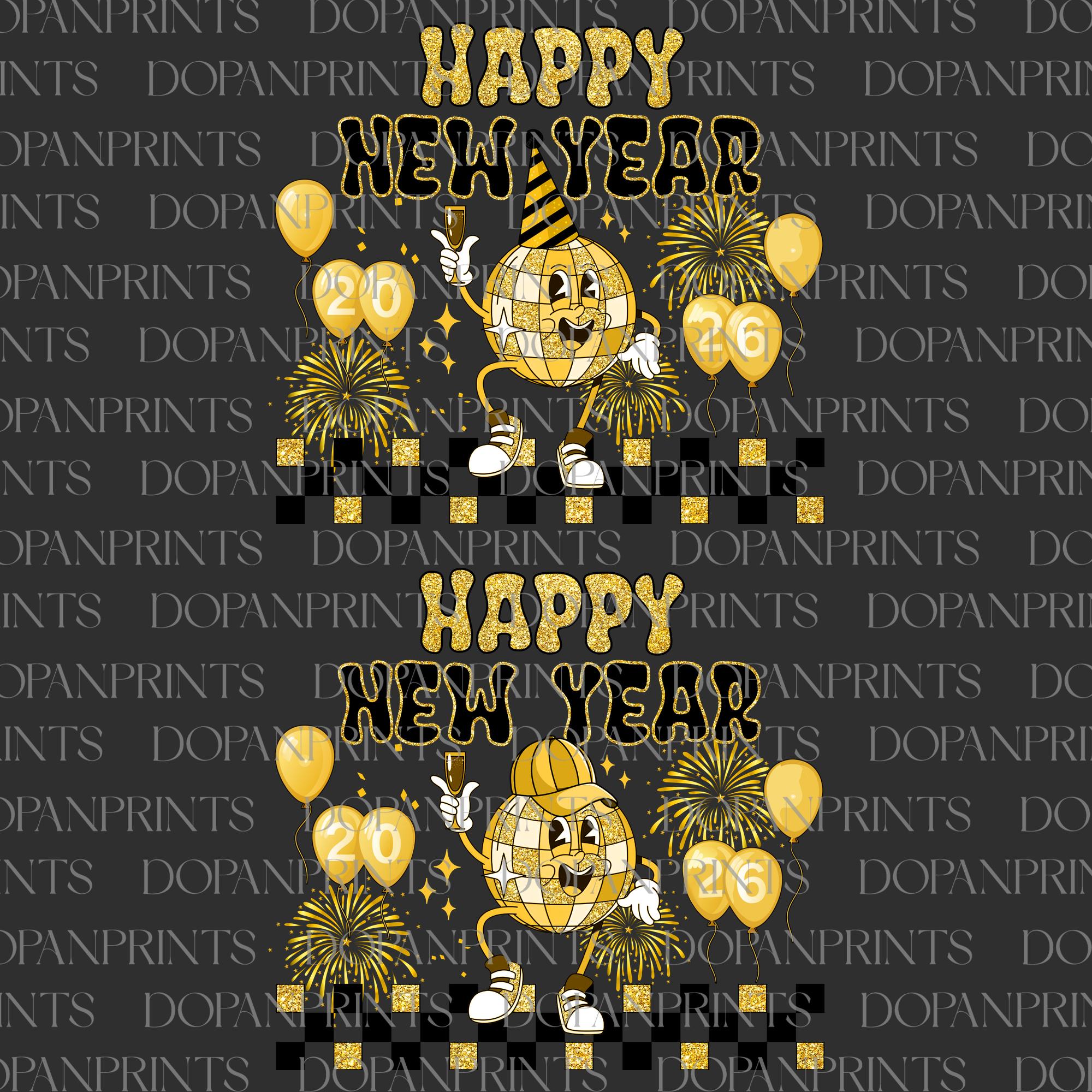 Happy New Year Disco Ball PNG Bundle, Happy New Year 2026 Png, Faux ...