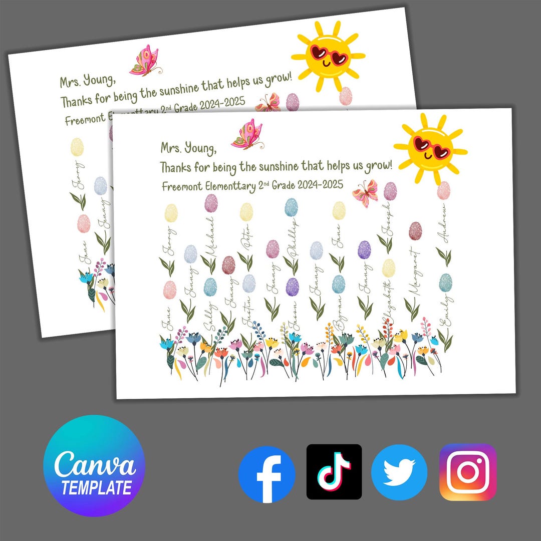 Custom Floral Teacher Letter Canva Template, Floral Teacher Thank You ...