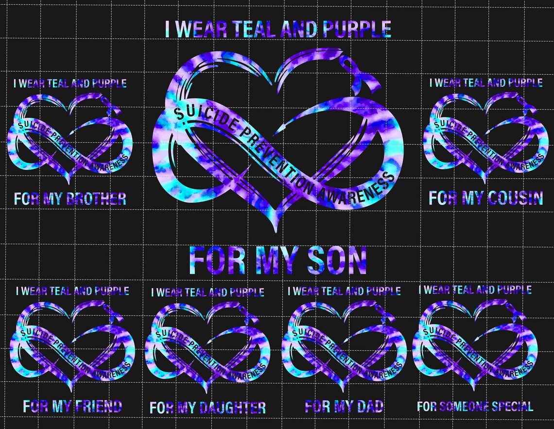I Wear Teal and Purple Bundle Png, Semicolon Suicidal Prevention Png ...