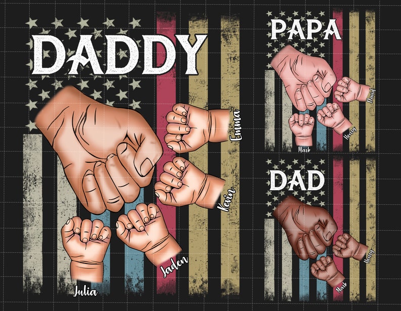 Bundle Personalized Father's Day Fist Bump Set Flag - Etsy