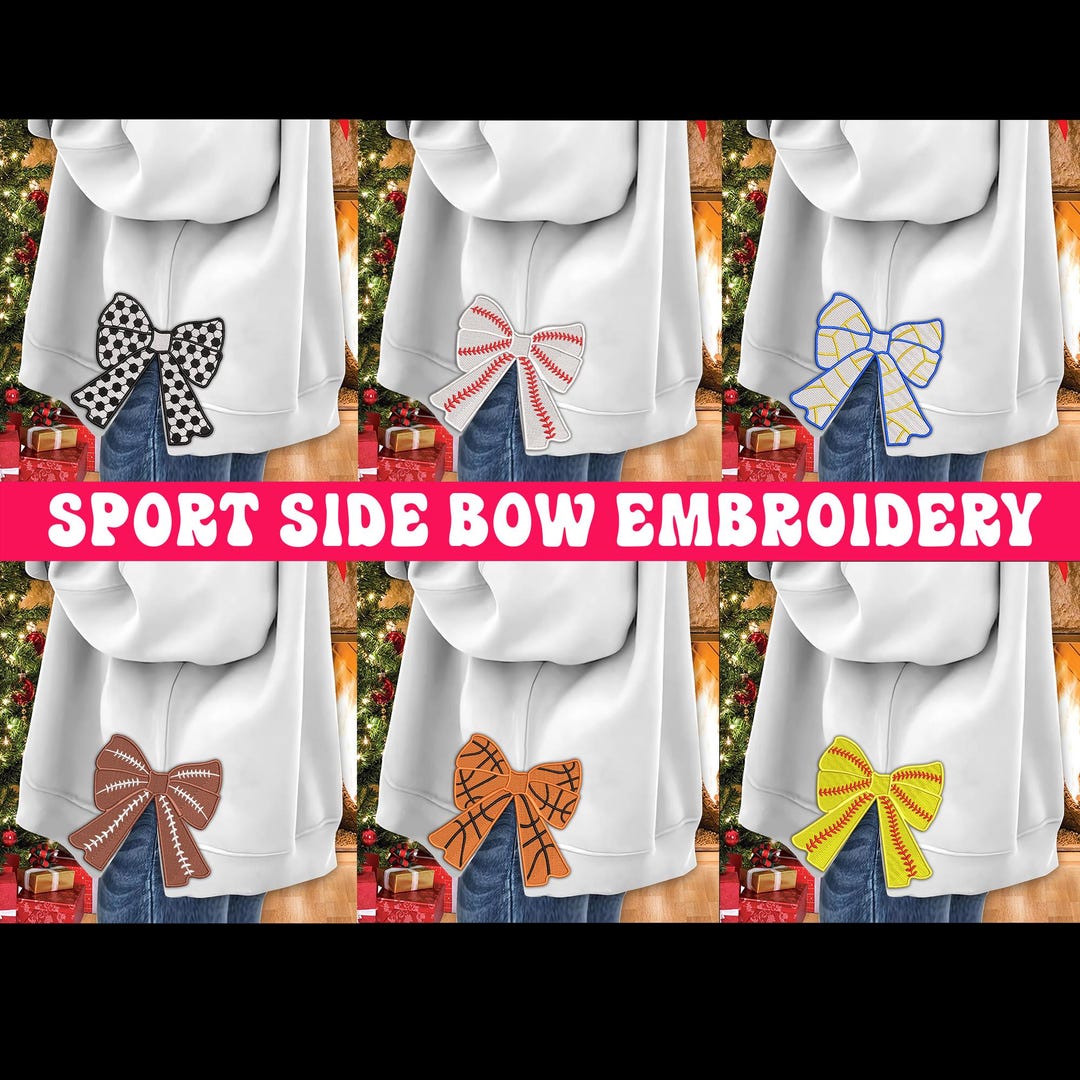 Bundle Sport Side Bow Applique Side Bow Machine Embroidery Designs Wide ...