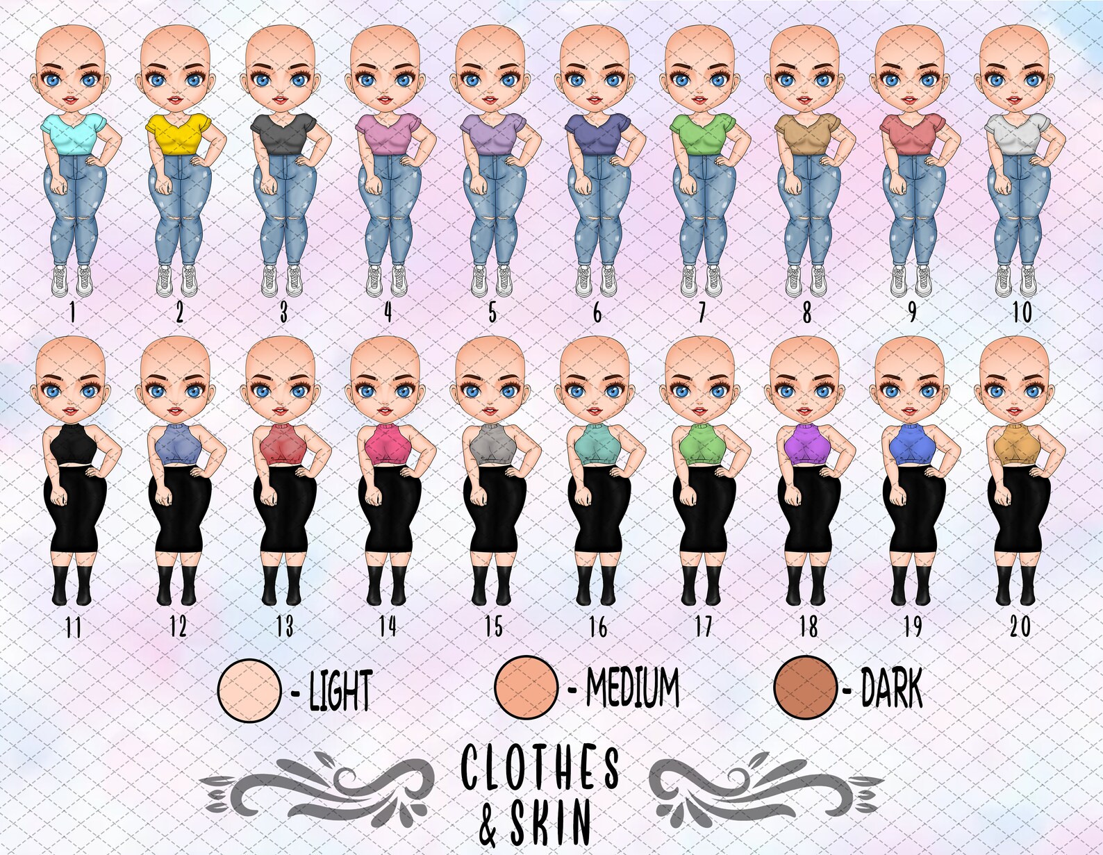 Customizable Best Friends Chibi Cute Clipart Besties Clipart - Etsy