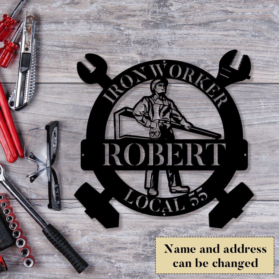 Personalized Ironworker Custom Tradesman Customized Cut Metal Sign ...