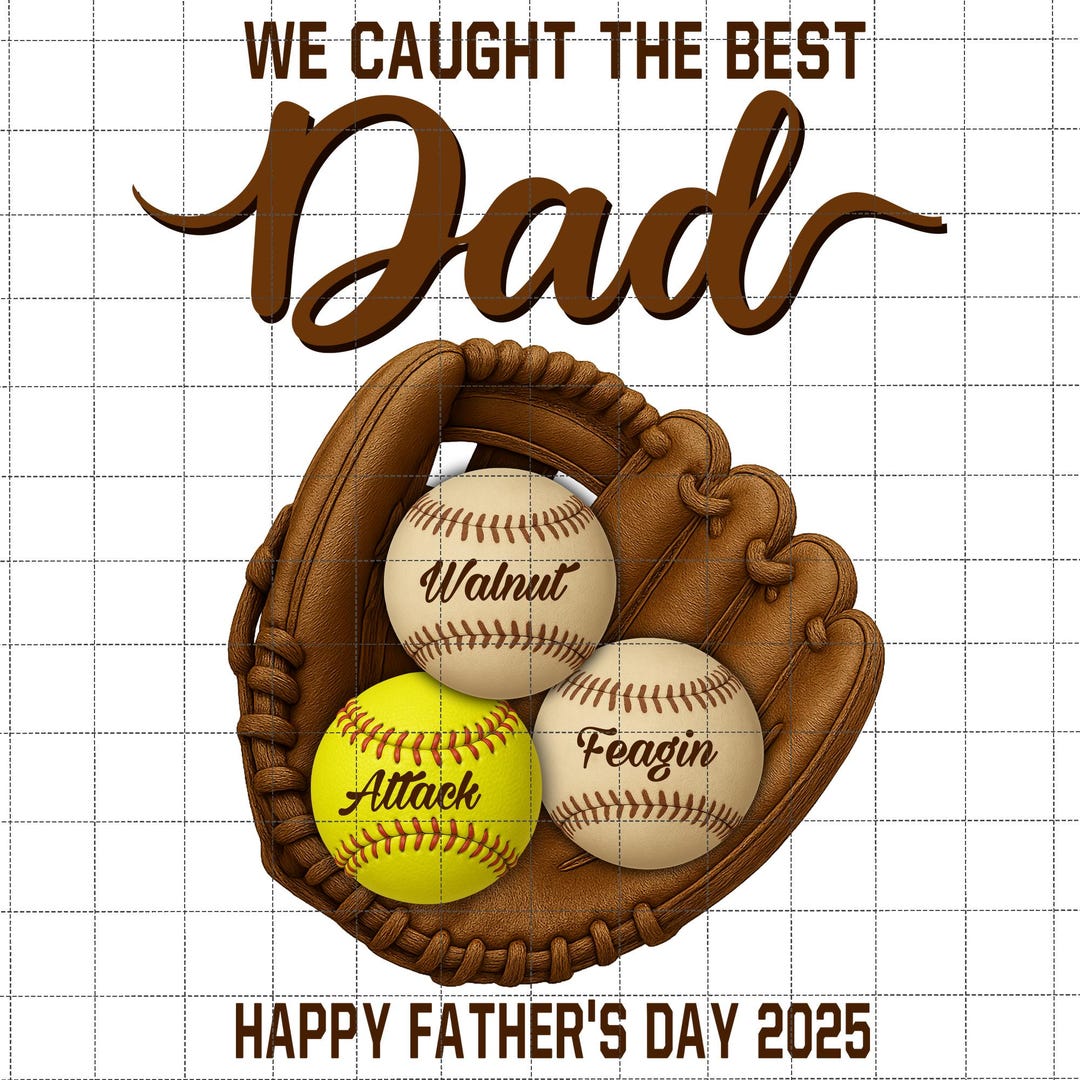 We Caught the Best Dad Baseball Png, Custom Dad With Kids Name Png ...