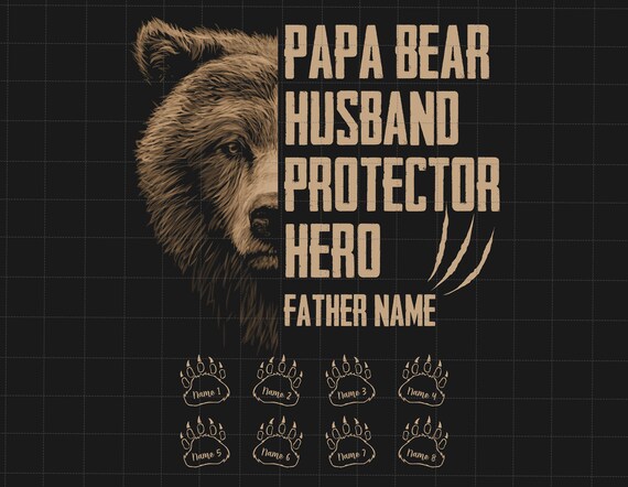 Papa Bear Husband Protector Hero Png Papa Bear Png Funny Dad | Etsy