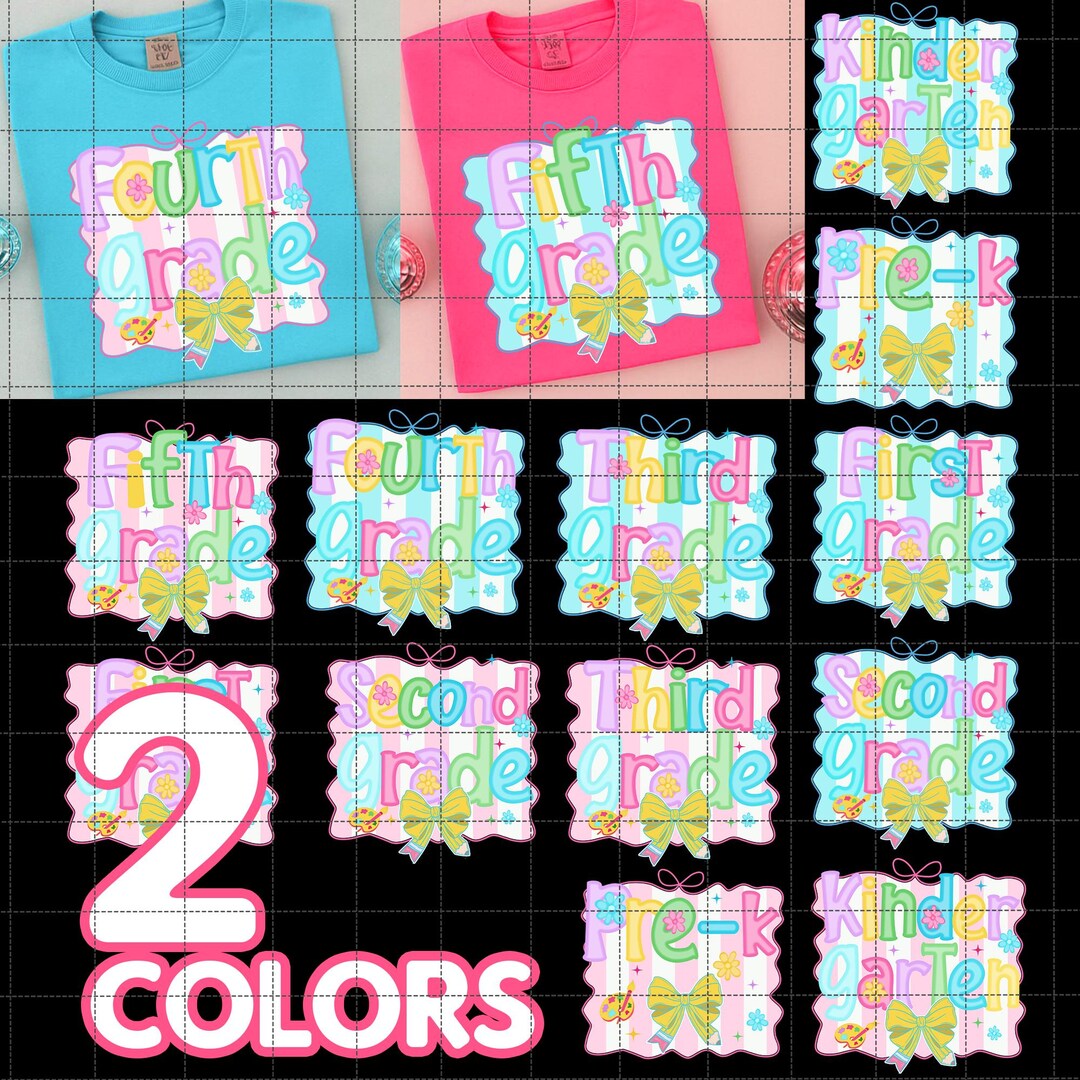 Preppy Back to School Png Bundle, Pre-k 1st/2nd/3rd/4th Grade, Coquette ...