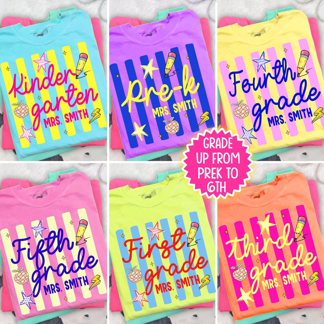 Custom Teacher Grade PNG Bundle, Stripes Back to School Png, Preppy ...