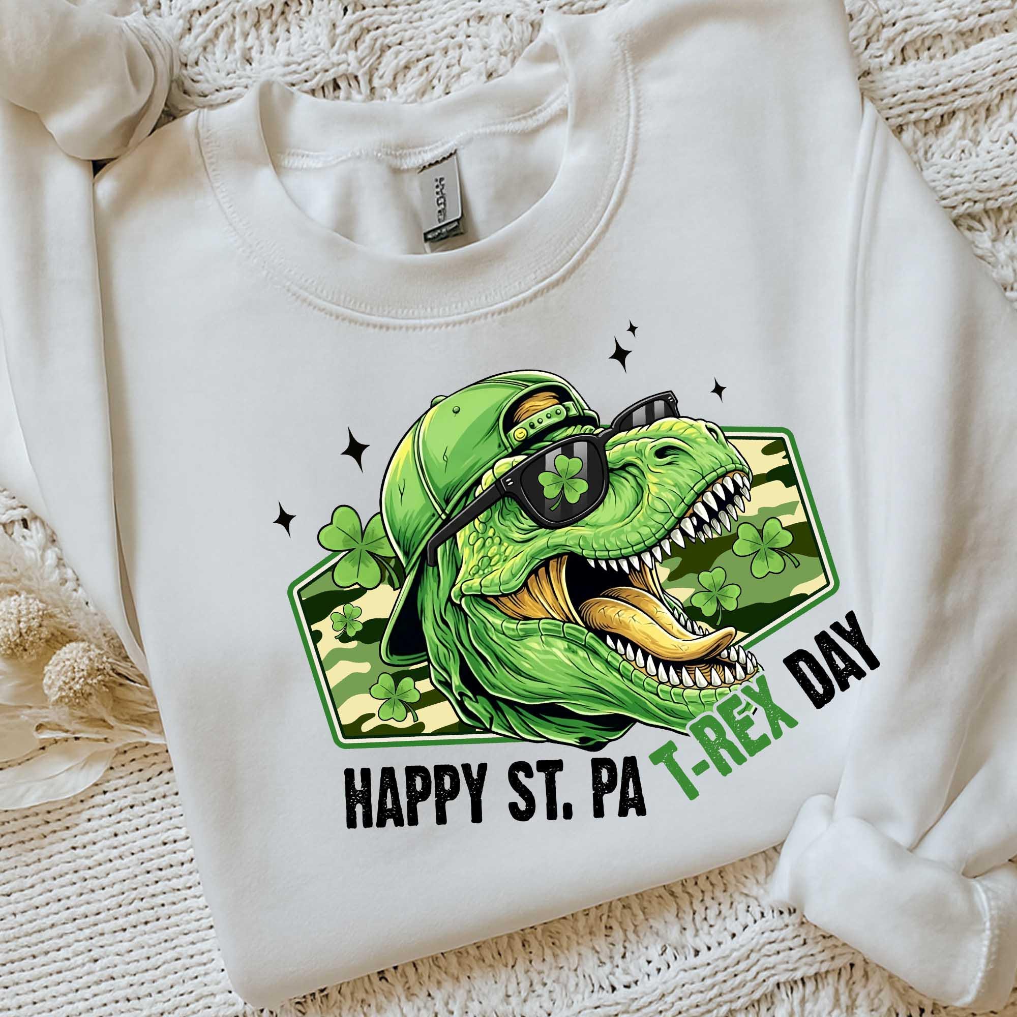 Happy St.pat-rex Day Png PNG, Camo St Patricks Png, St Patrick Dinosaur ...