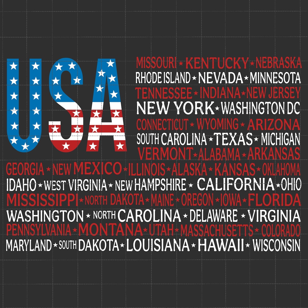 USA Flag With States Svg, 4th of July Svg, American Flag Svg, USA ...