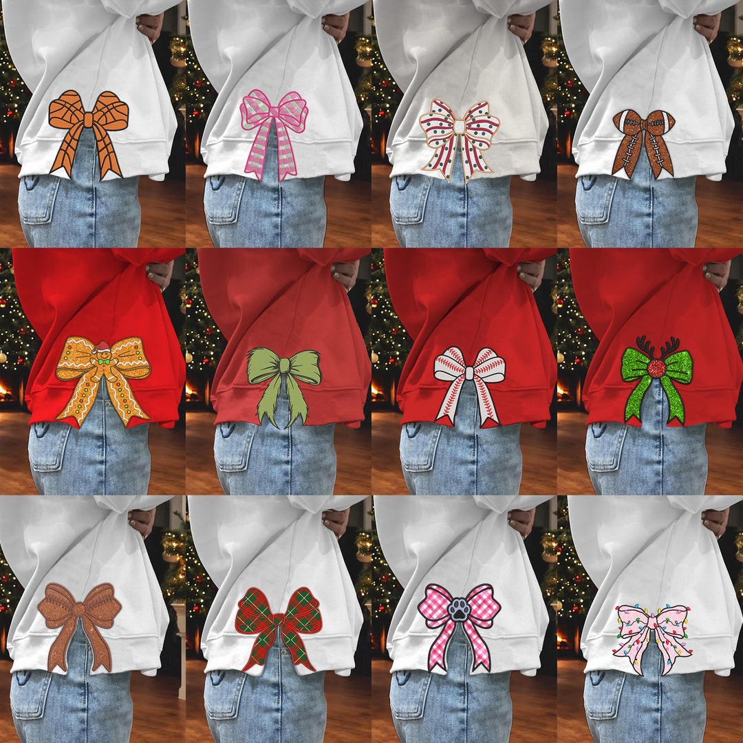 Bundle 12 Christmas Side Bow Applique Side Bow Machine Embroidery ...